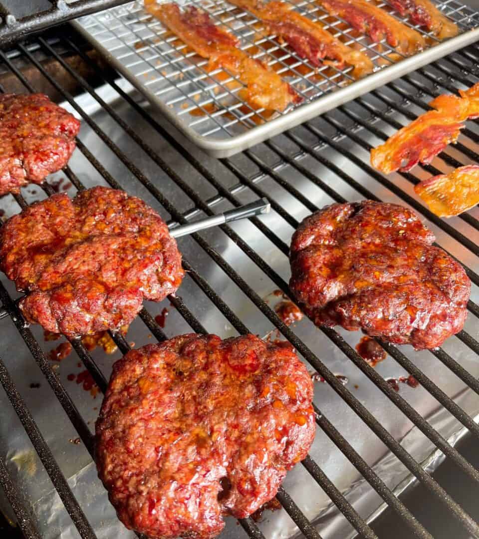 The Best Traeger Smoked Burgers (with Smoked or Candied Bacon)