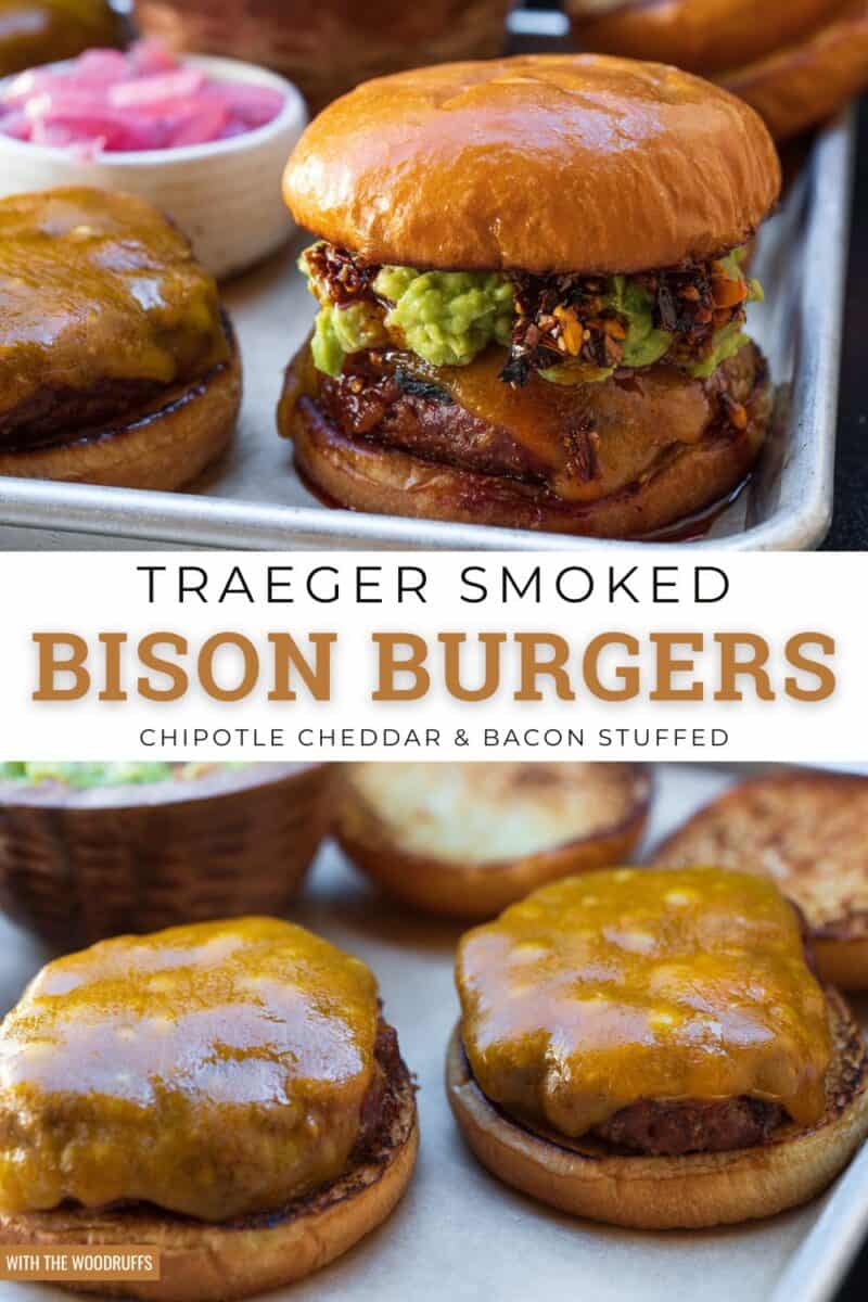 Chipotle Cheddar Smoked Bison Burgers