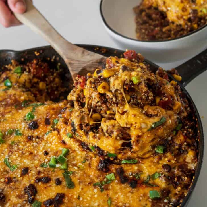 Tex Mex Ground Beef and Quinoa Skillet