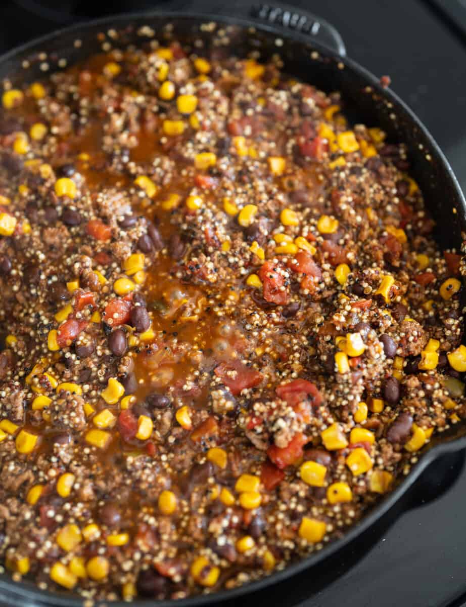 Tex Mex Ground Beef and Quinoa Skillet