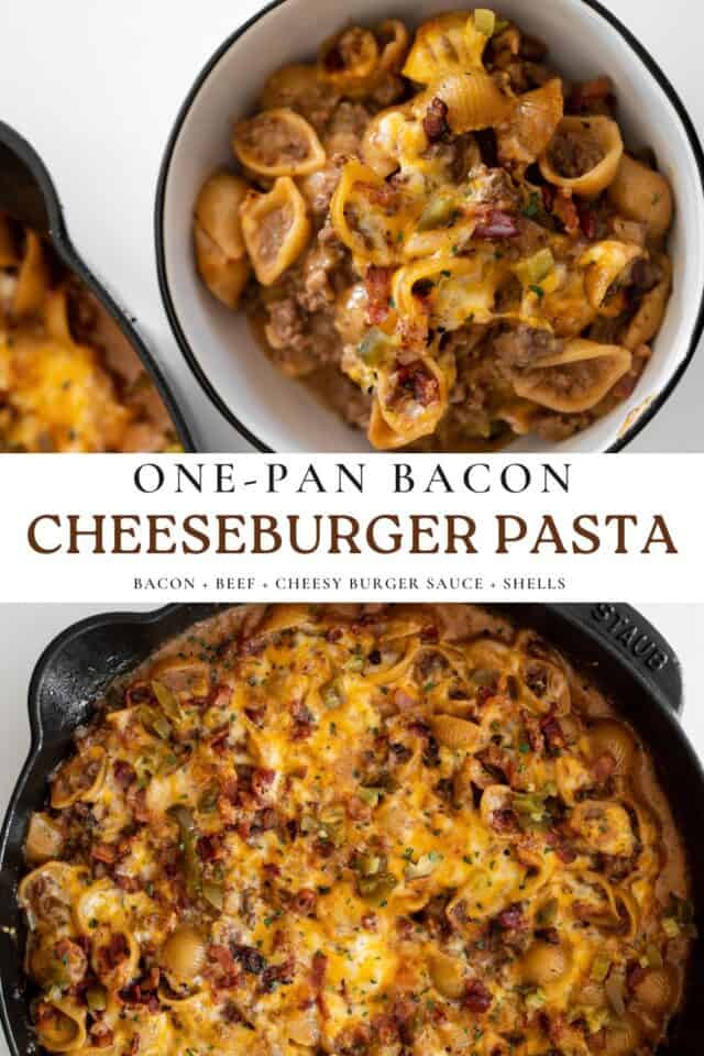 Bacon Cheeseburger Ground Beef Pasta Skillet