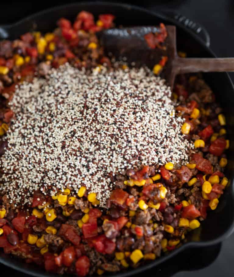 Tex Mex Ground Beef and Quinoa Skillet